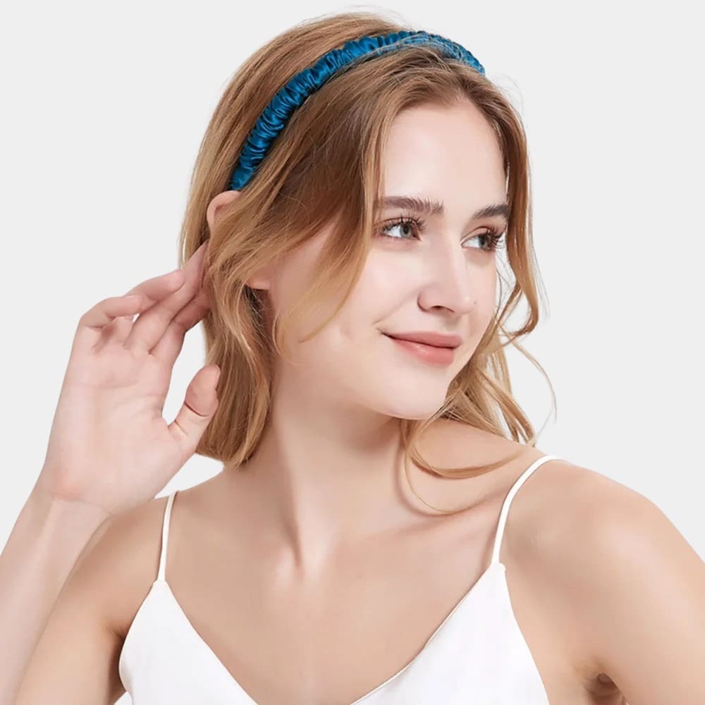Thin Blue Silk Headband | Meolina
